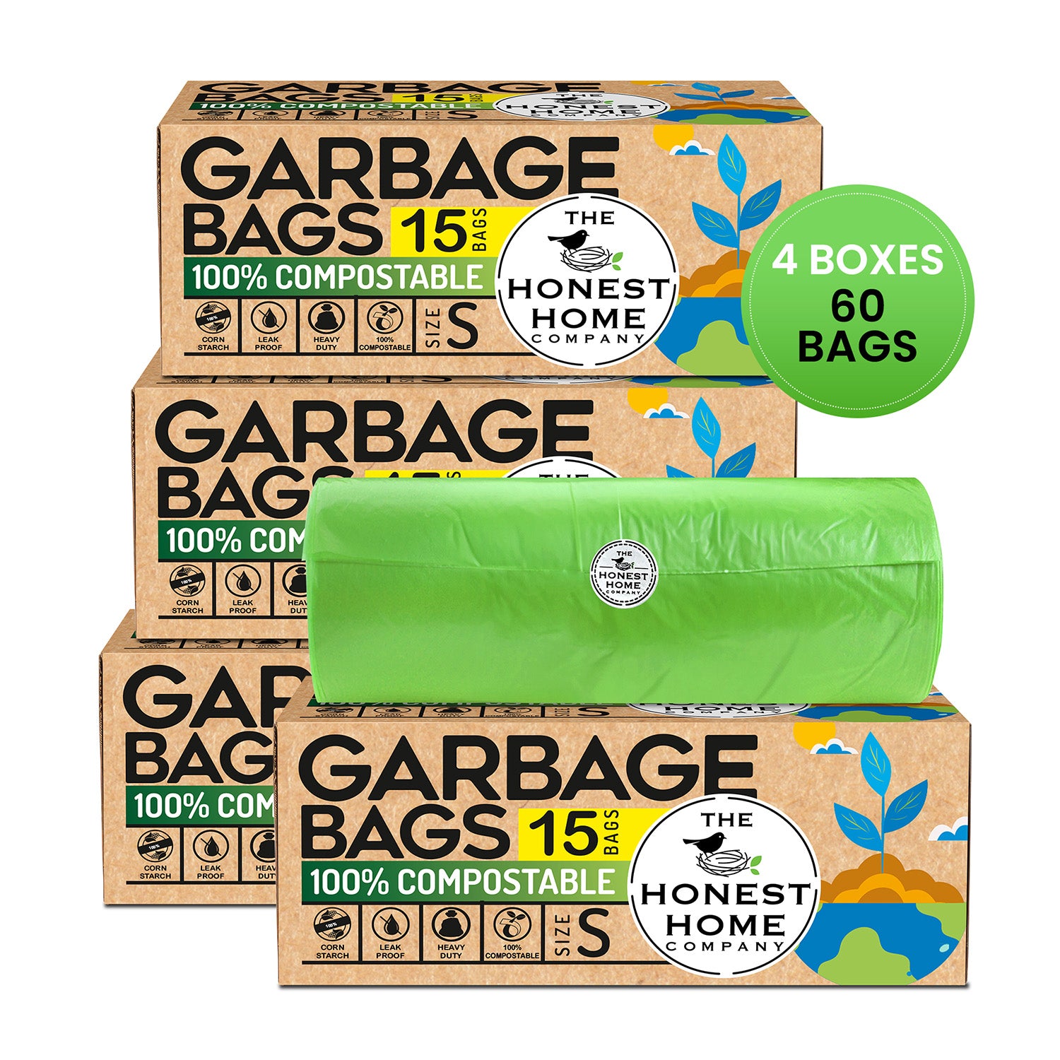 Garbage Bags Small 15Pcs - 17*19 inches - (Pack of 4) – The Honest Home ...