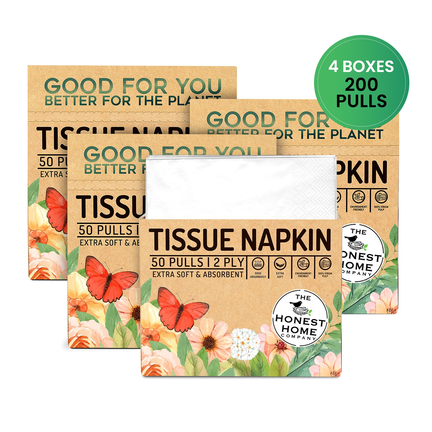 2Ply Napkin Tissue Box 50 Pulls - (Pack of 4) – The Honest Home Company