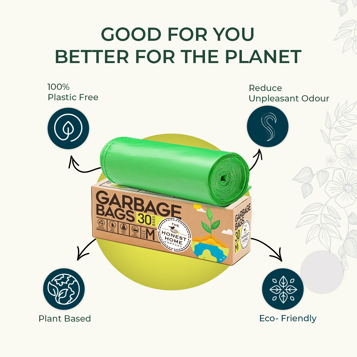 Garbage Bags Medium 30Pcs - 19"x21"- (Pack of 4) – The Honest Home Company