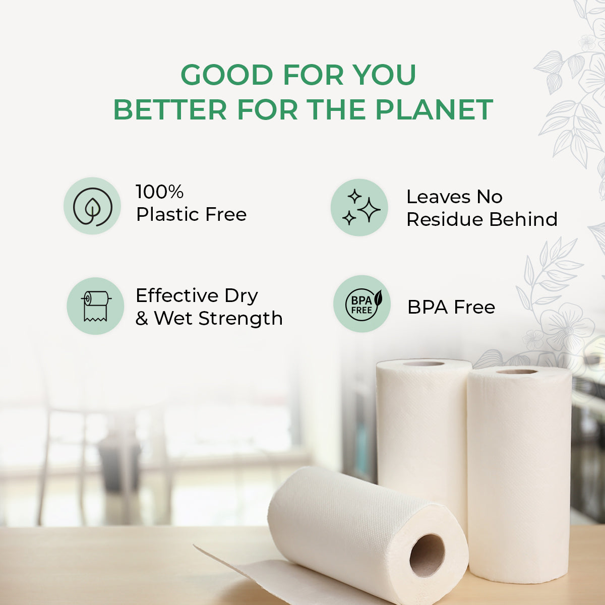 2 Ply Kitchen Towel Roll - 60 Pulls (Pack Of 4) – The Honest Home Company