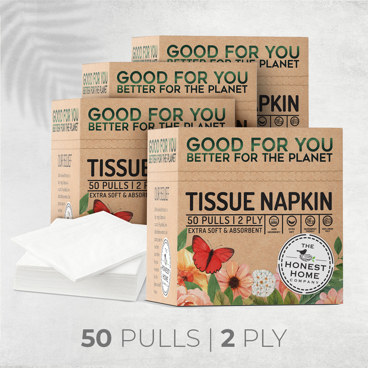 2Ply Napkin Tissue Box 50 Pulls - (Pack of 4) – The Honest Home Company
