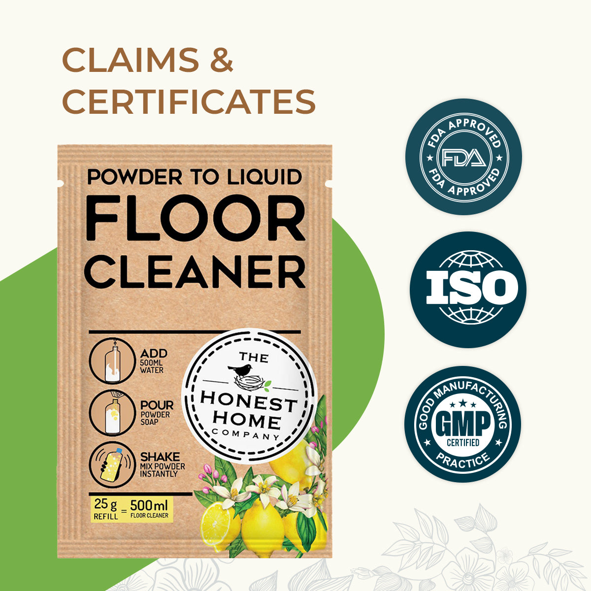 Powder-To-Liquid Floor Cleaner - 5 Refills - 2.5 Liters Liquid Floor C ...